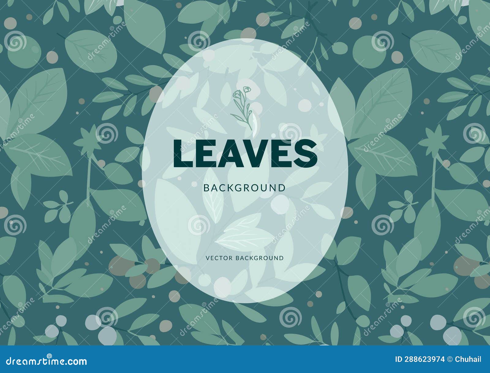 Leaves Pattern and Text Frame on Green Background Stock Vector ...