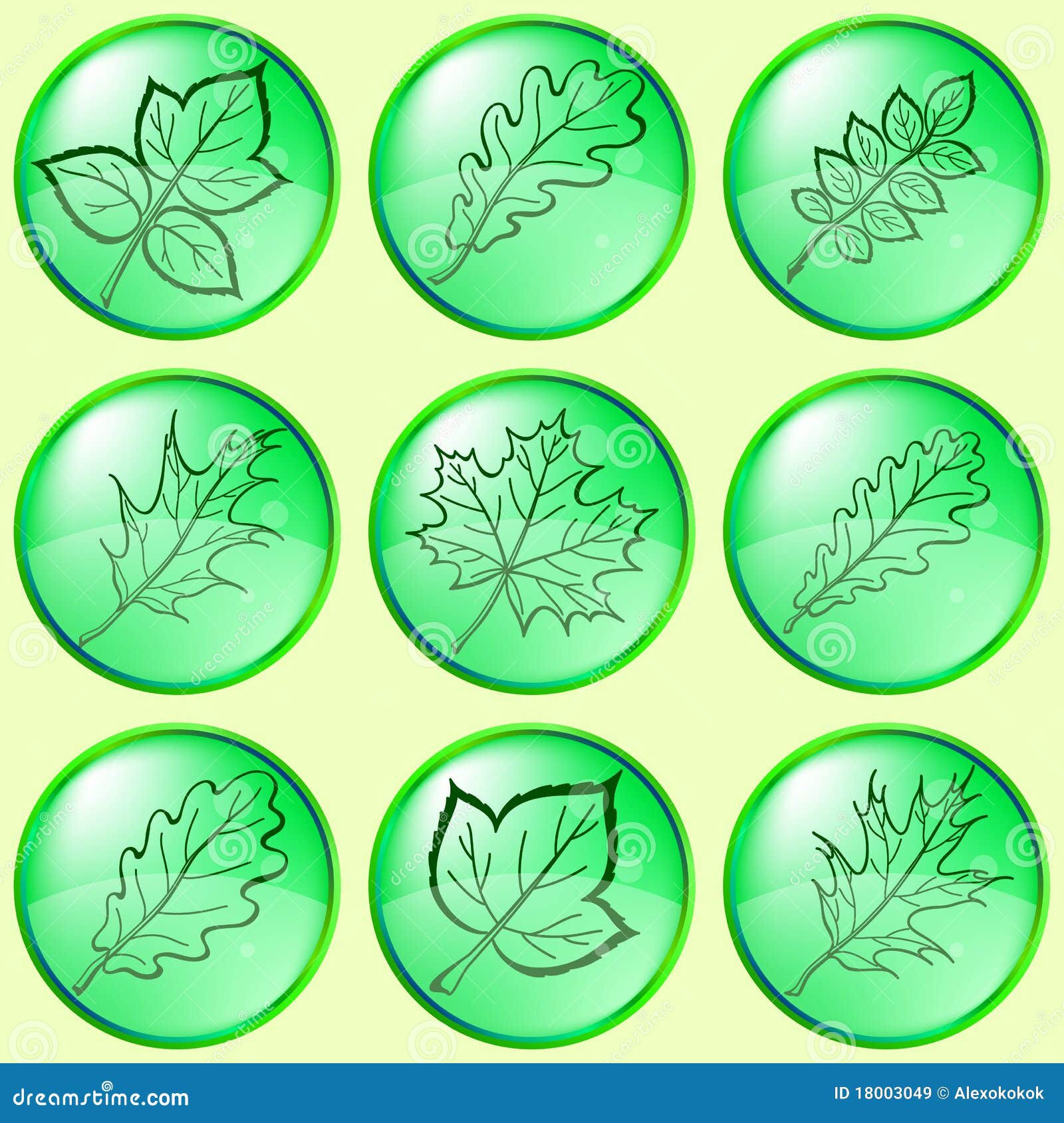 Leaves of Plants, Buttons, Set Stock Vector - Illustration of graphic ...