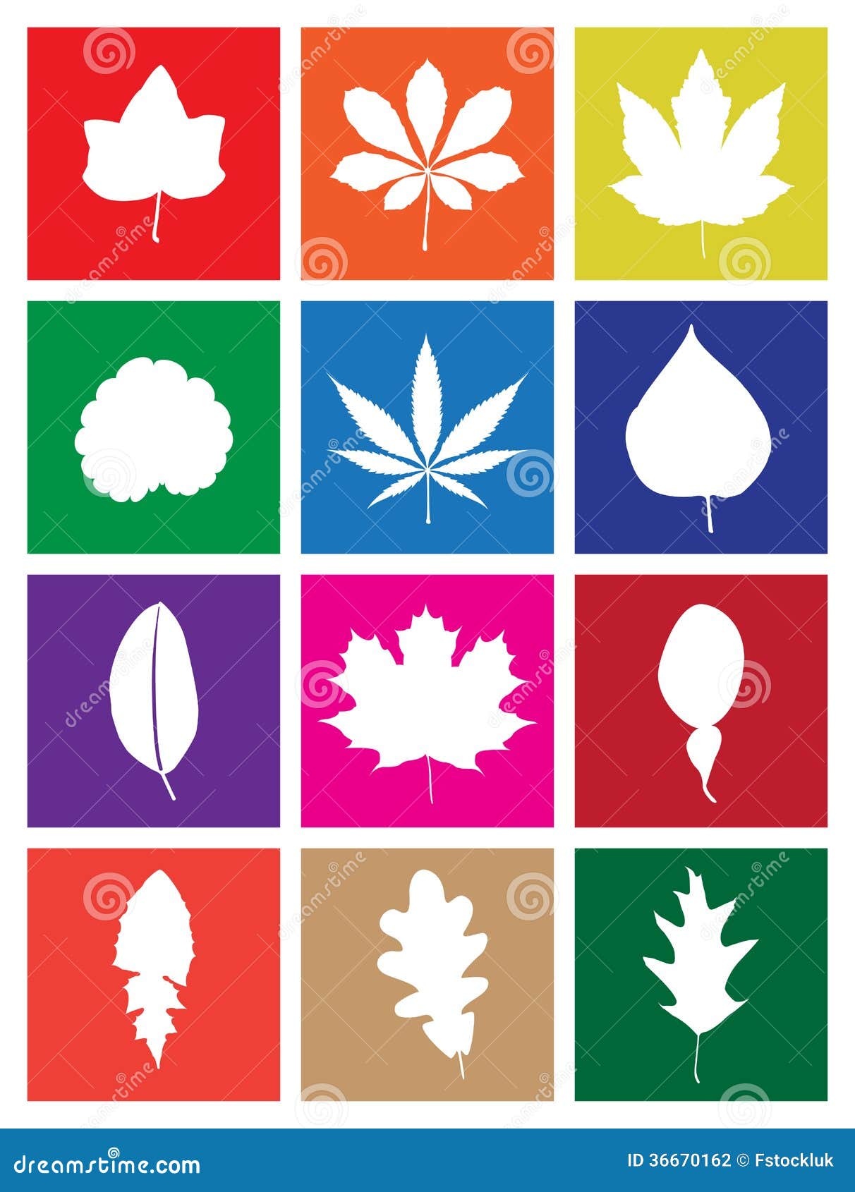 Leaves of Plants Flat Design Square Icons Stock Vector - Illustration ...