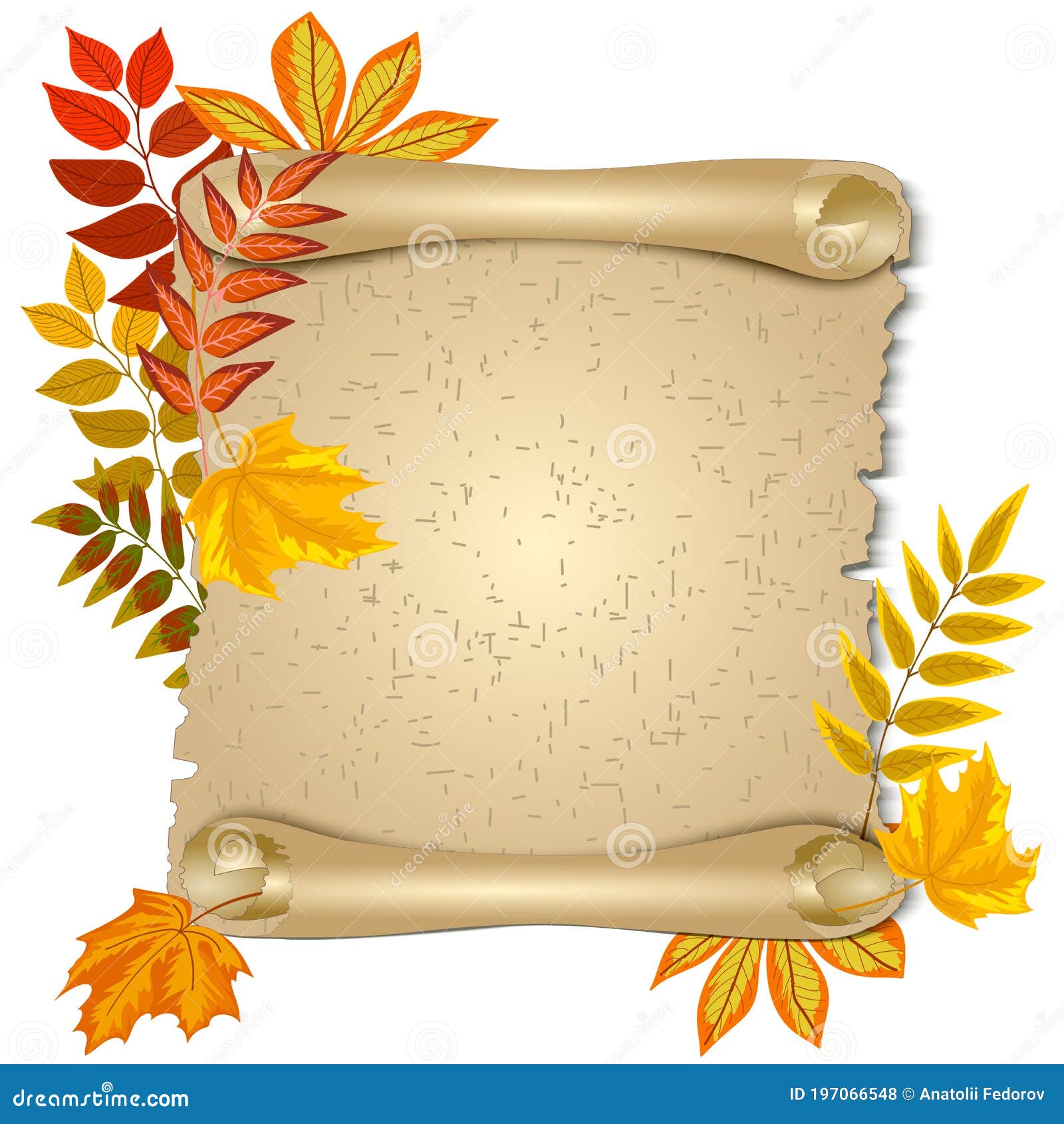 Leaves and Scroll in Illustration. Stock Vector - Illustration of ...