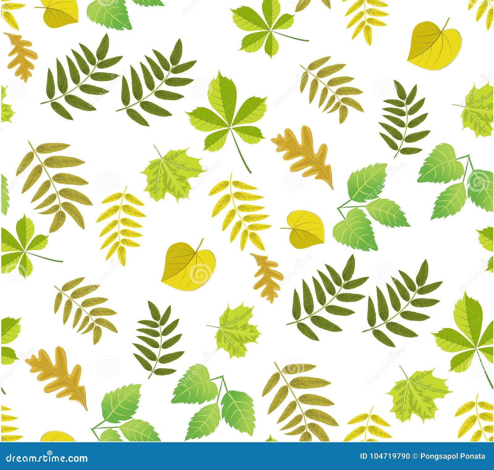 Leaves Seamless Pattern Background Stock Illustration - Illustration of ...