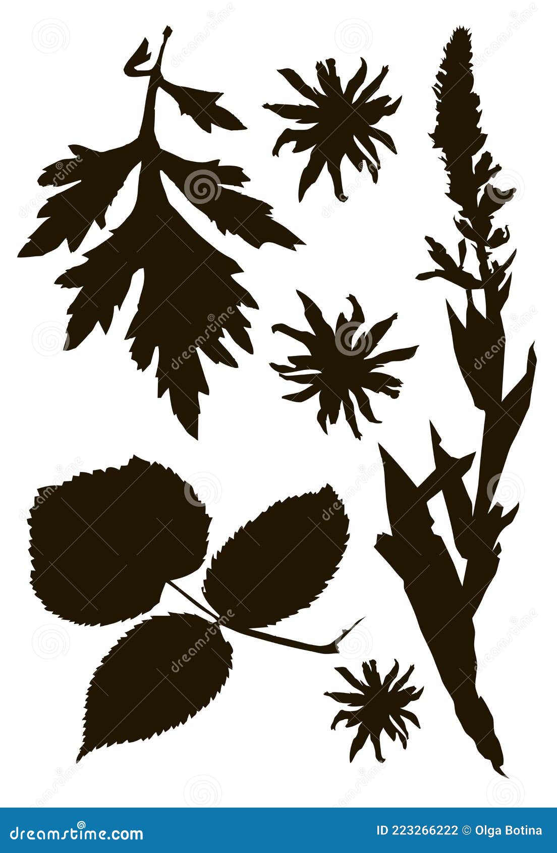 Leaves Silhouette Black on White Background Stock Vector - Illustration ...