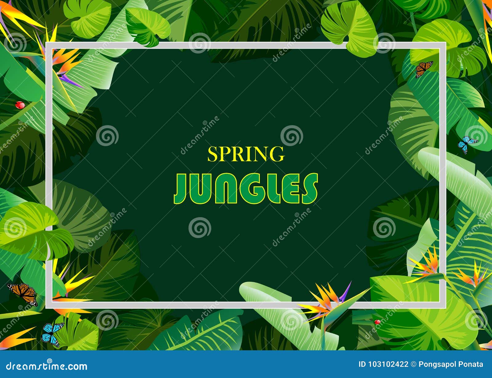 Spring Jungles Backgrounds S Stock Illustration - Illustration of ...