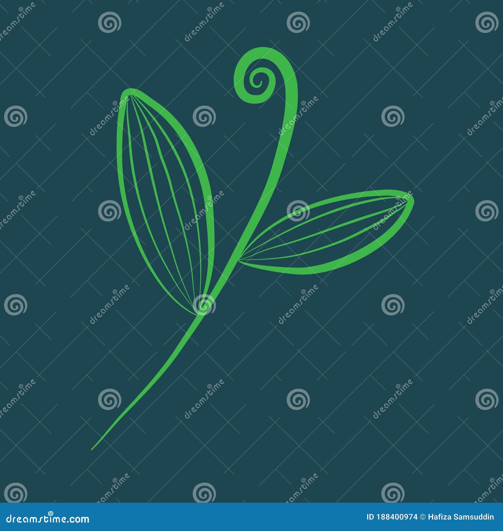 Leaves on Stem. Vector Illustration Decorative Design Stock Vector ...