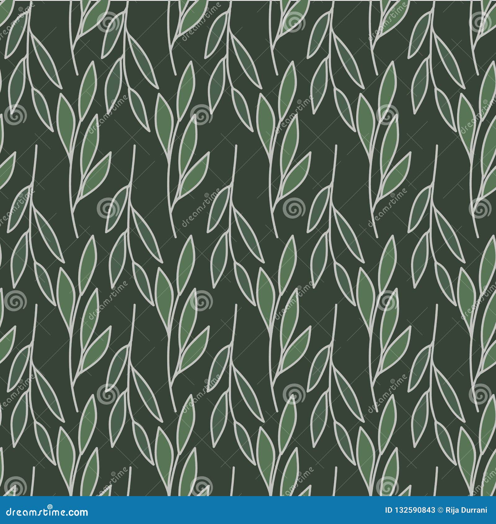 Horizontal and Vertical Leaves Stems Print Seamless Pattern Stock ...