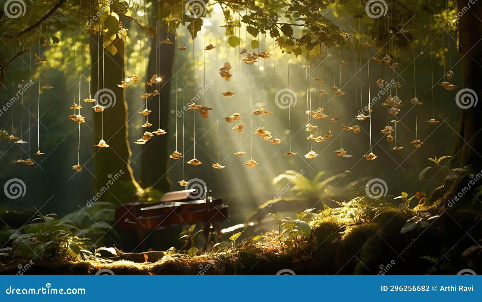 The Leaves of Trees and Branches Form Musical Notes Stock Illustration ...