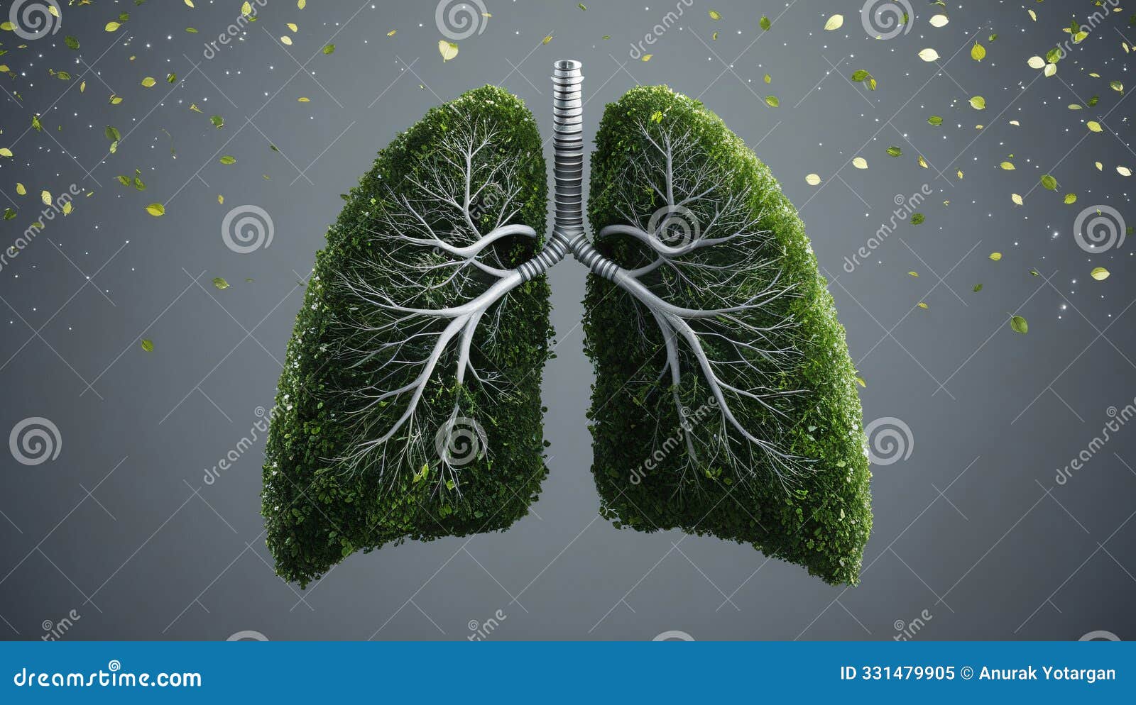 Leaves and Trees in the Style of Human Lungs on a Light Background ...