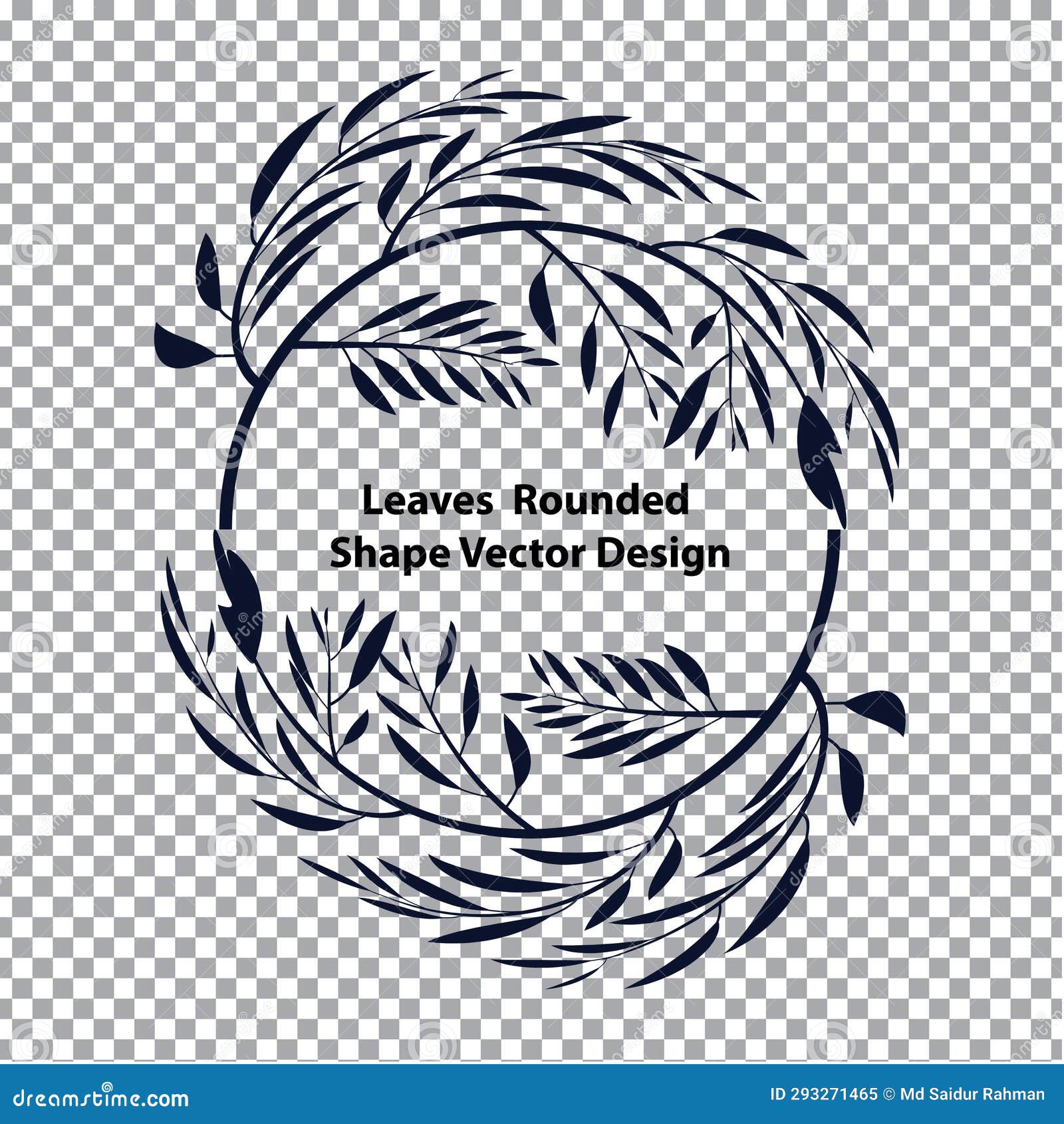 Leaves Rounded Shape Vector Design, with Line Art Leaf Vector Black ...