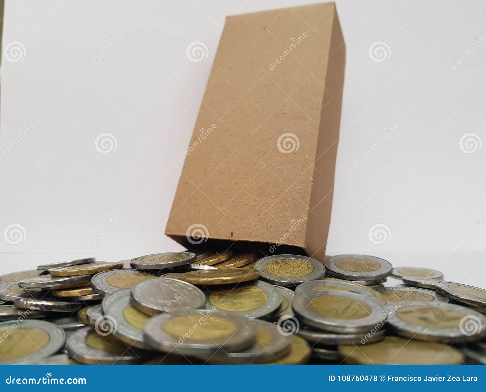 Leaving Coins in a Box with Savings Stock Photo - Image of savings ...