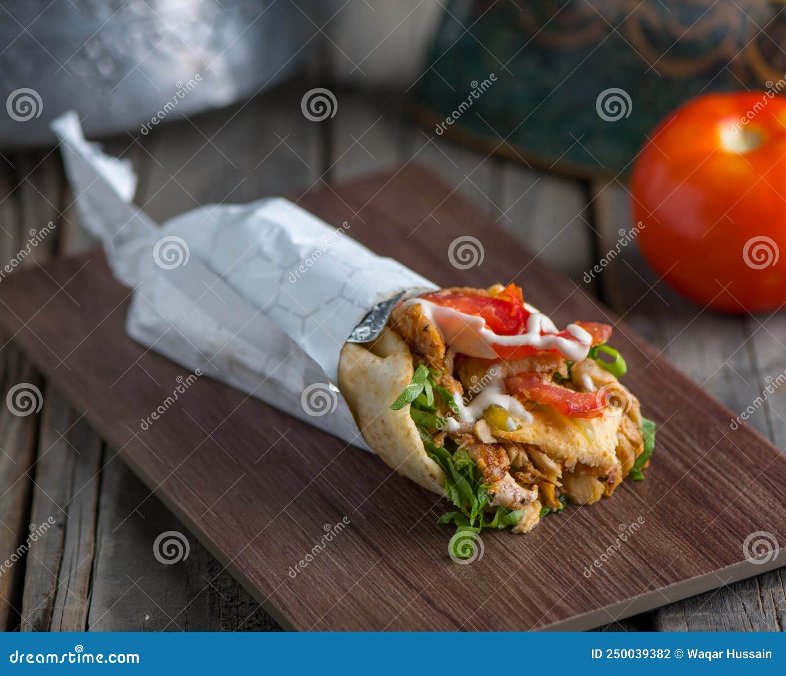 Lebanese Beef Shawarma Served in a Dish Side View on Wooden Table ...