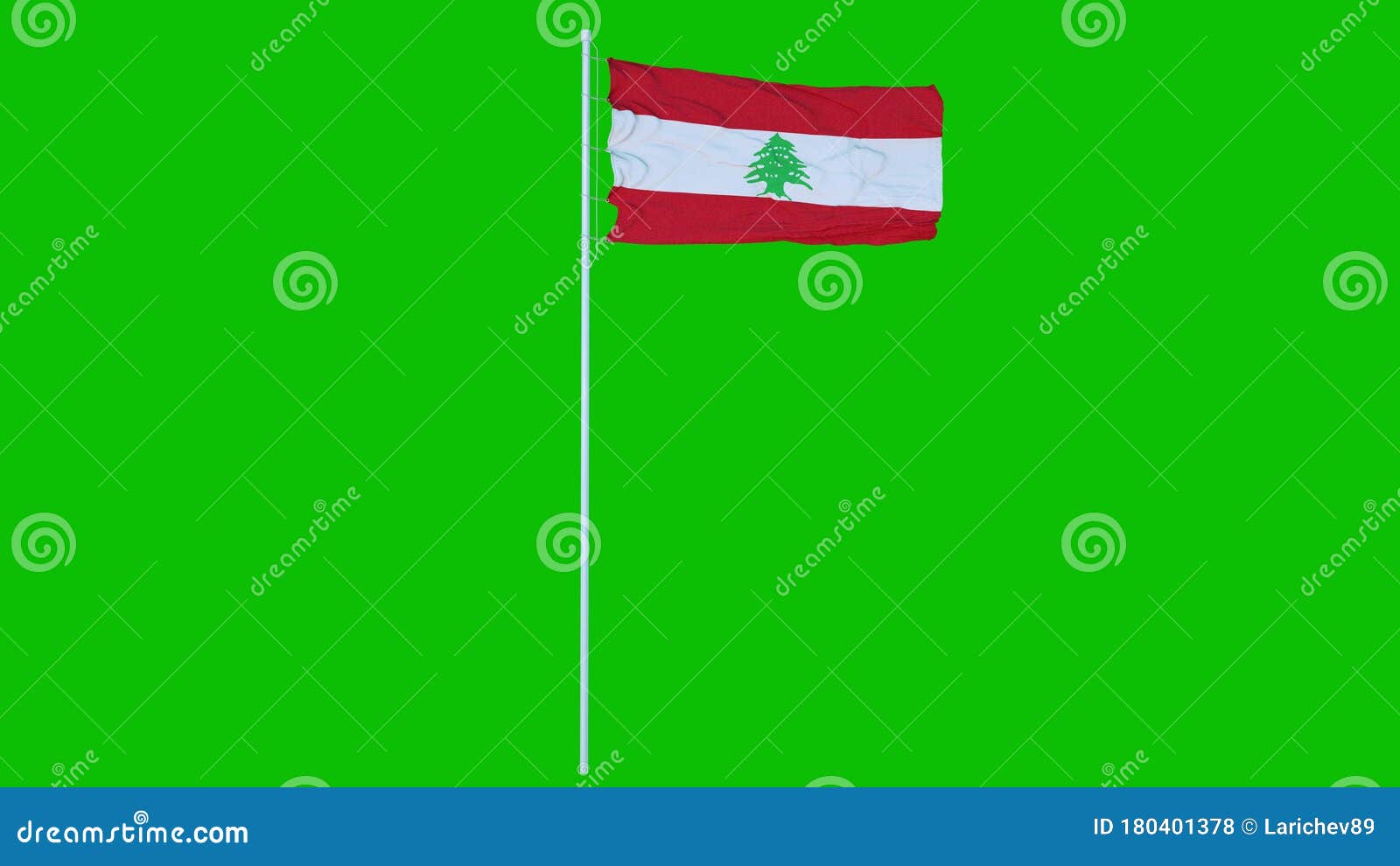 Lebanese Flag Waving On Wind On Green Screen Or Chroma Key Background ...
