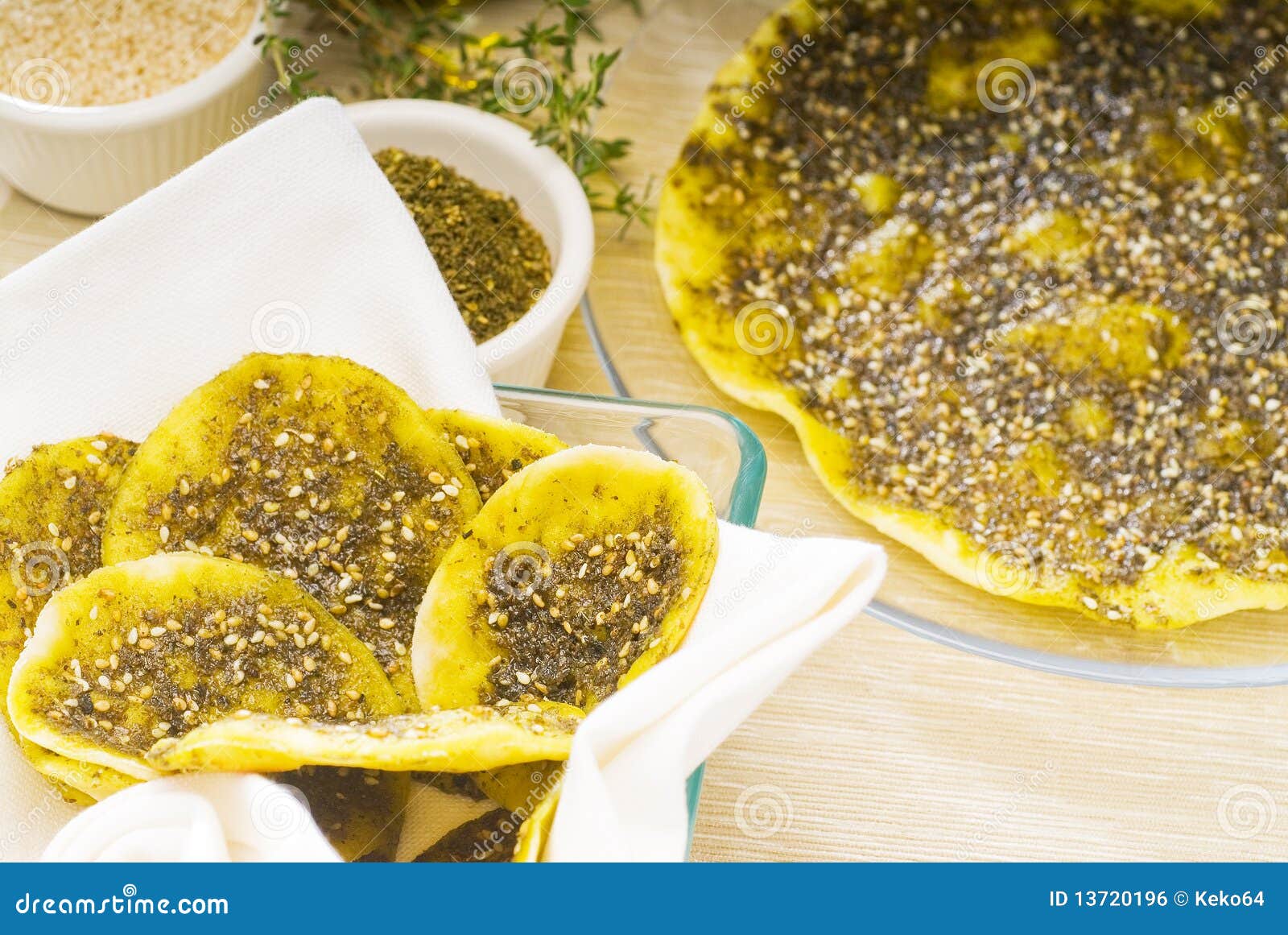 Lebanese Manouche or Manoushe Stock Photo - Image of round, seeds: 13720196