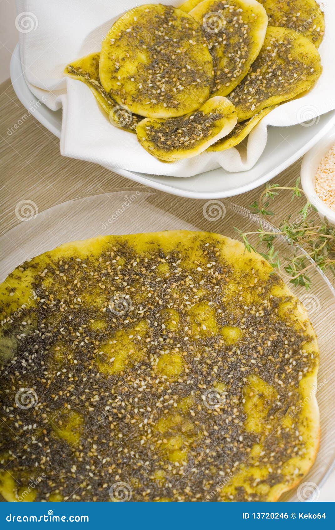Lebanese Manouche or Manoushe Stock Photo - Image of natural, seeds ...