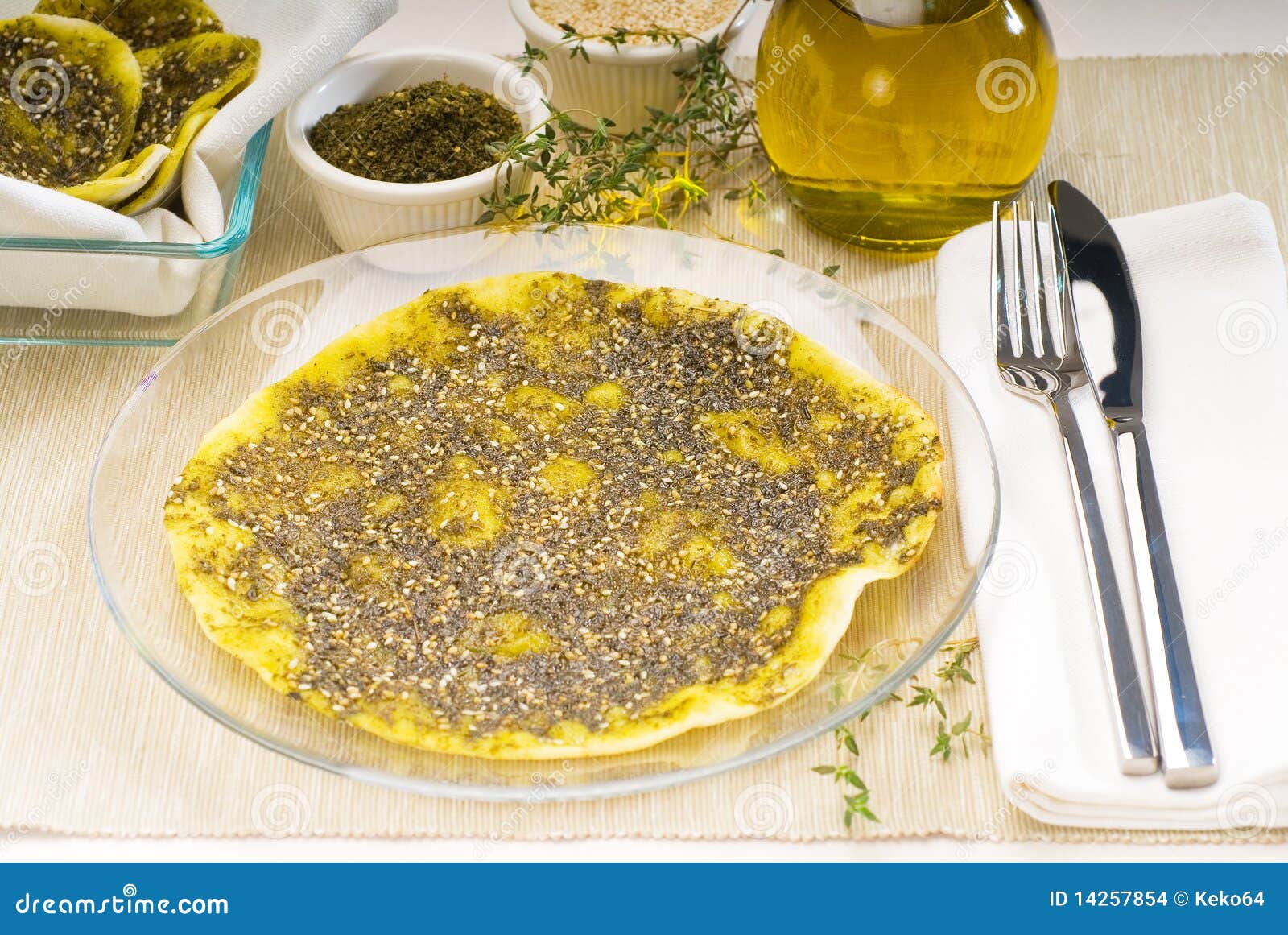 Lebanese Manouche or Manoushe Stock Photo - Image of extra, olive: 14257854