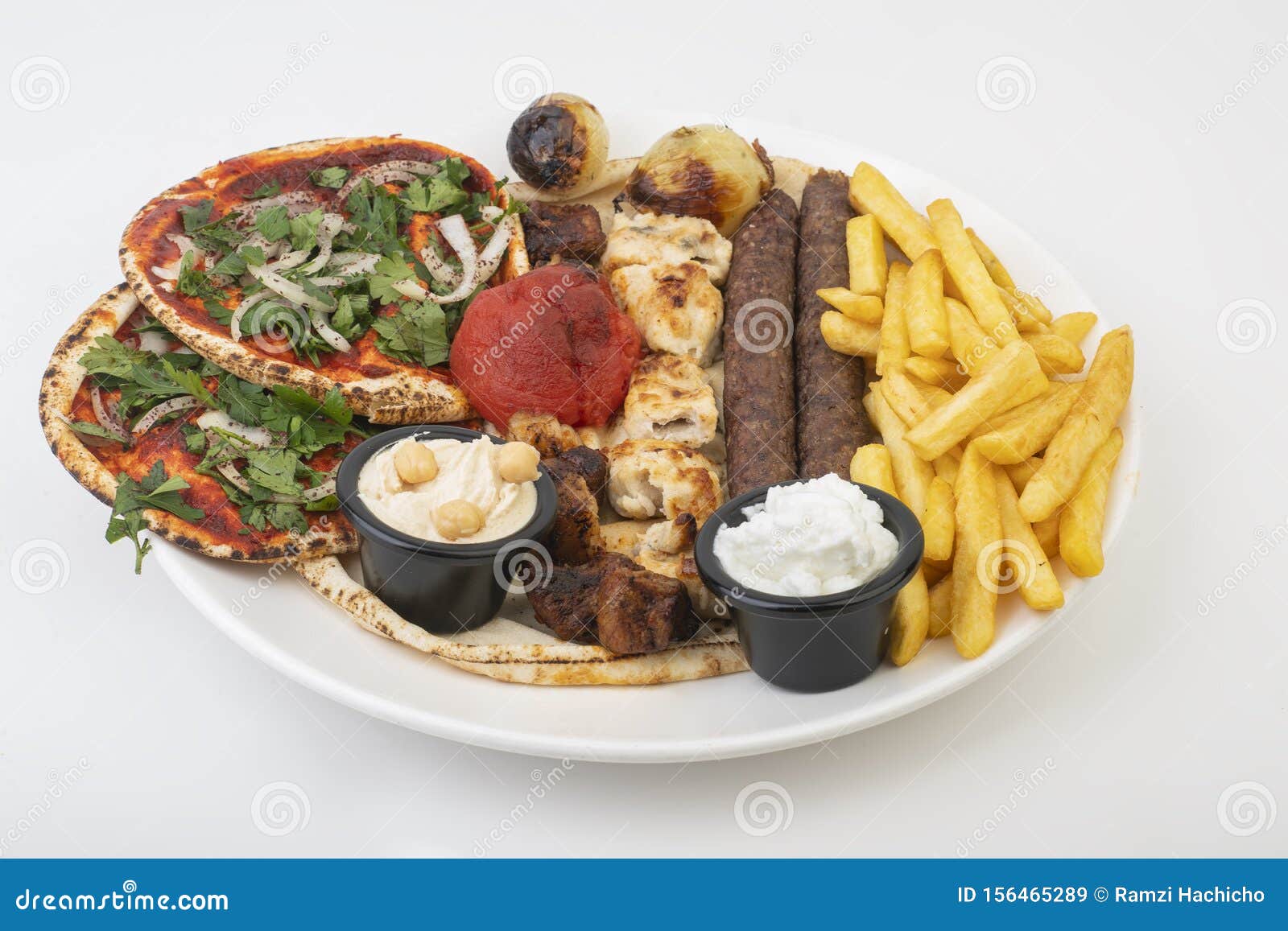 Lebanese Mixed Grill Plate Isolated On White Royalty-Free Stock Photo ...
