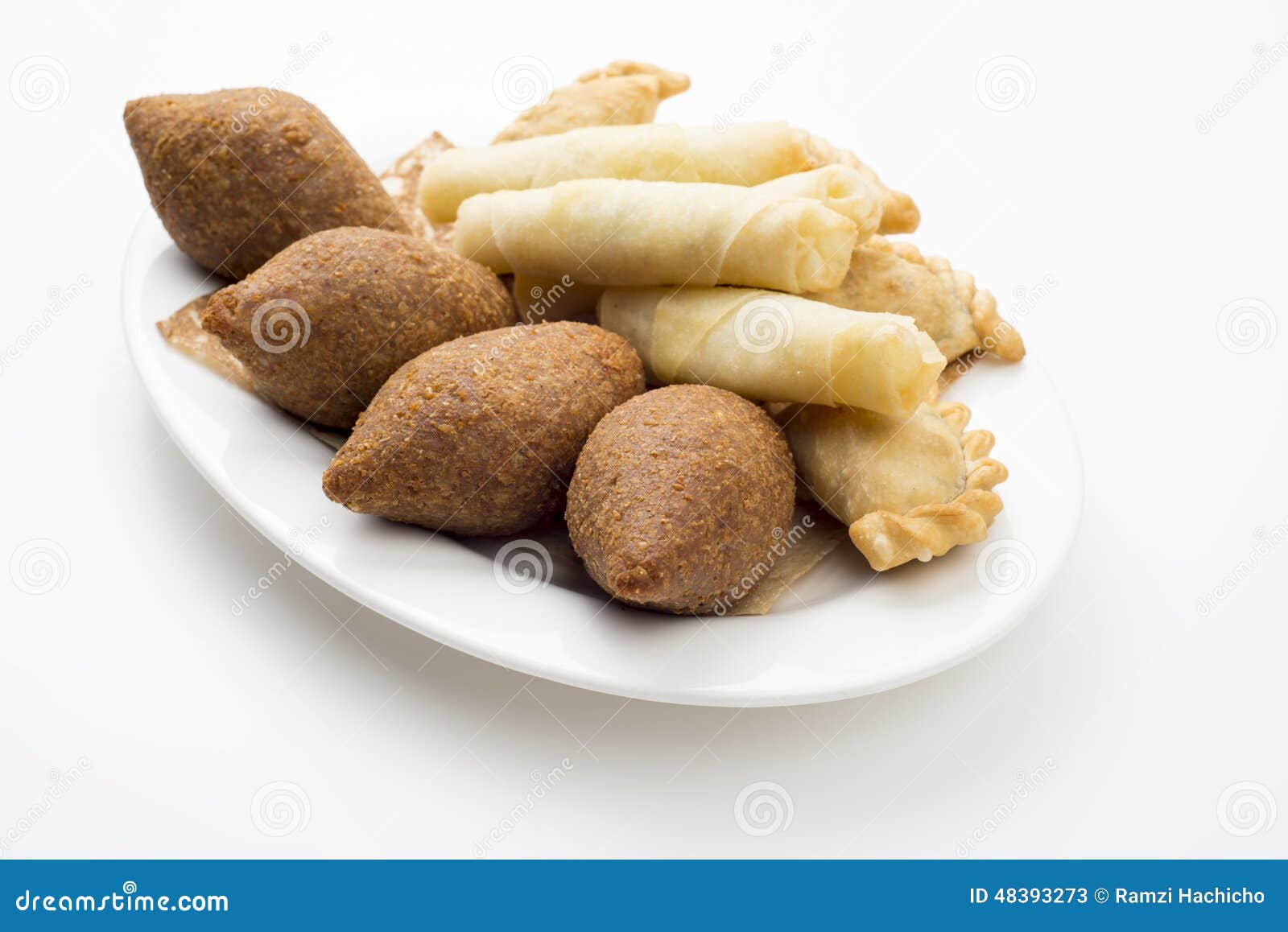 Lebanese Plate of Kebbeh , Cheese Rolls & Meat Pie Stock Image - Image ...