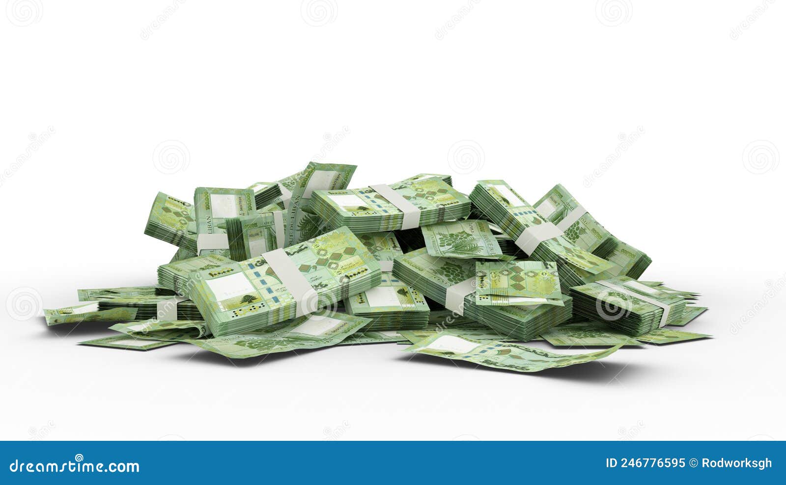 100000 Lebanese Pound Notes Isolated on White Background Stock ...