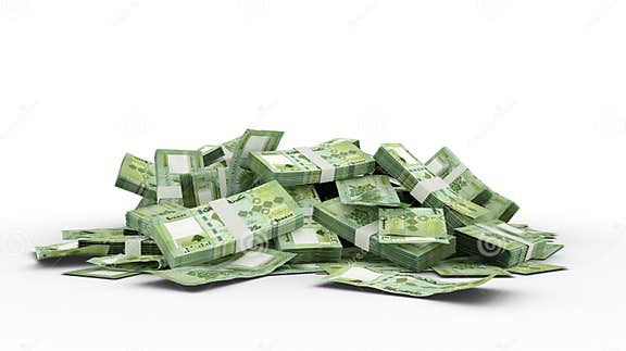 100000 Lebanese Pound Notes Isolated on White Background Stock ...
