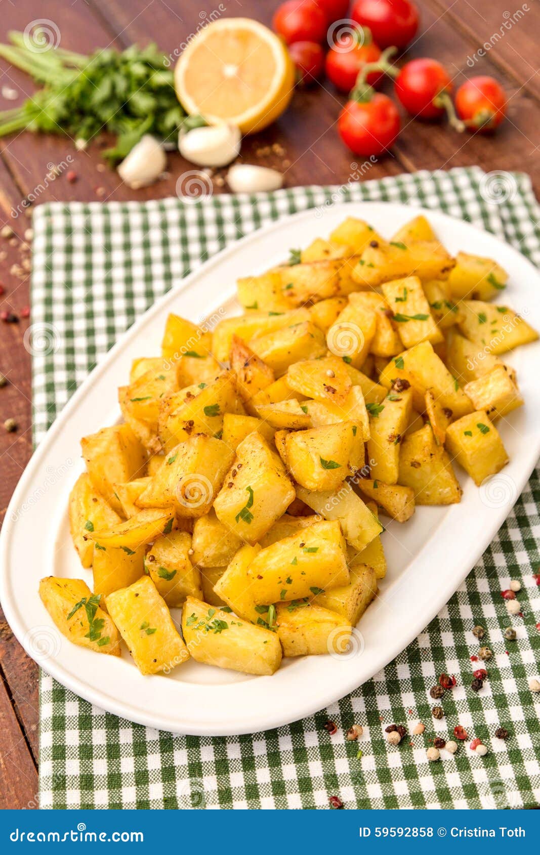 Lebanese spiced potatoes stock photo. Image of coriander - 59592858