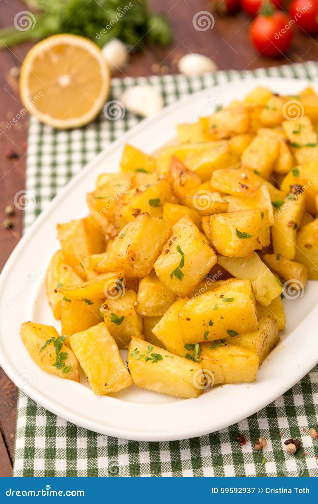 Lebanese spiced potatoes stock image. Image of coriander - 59592937