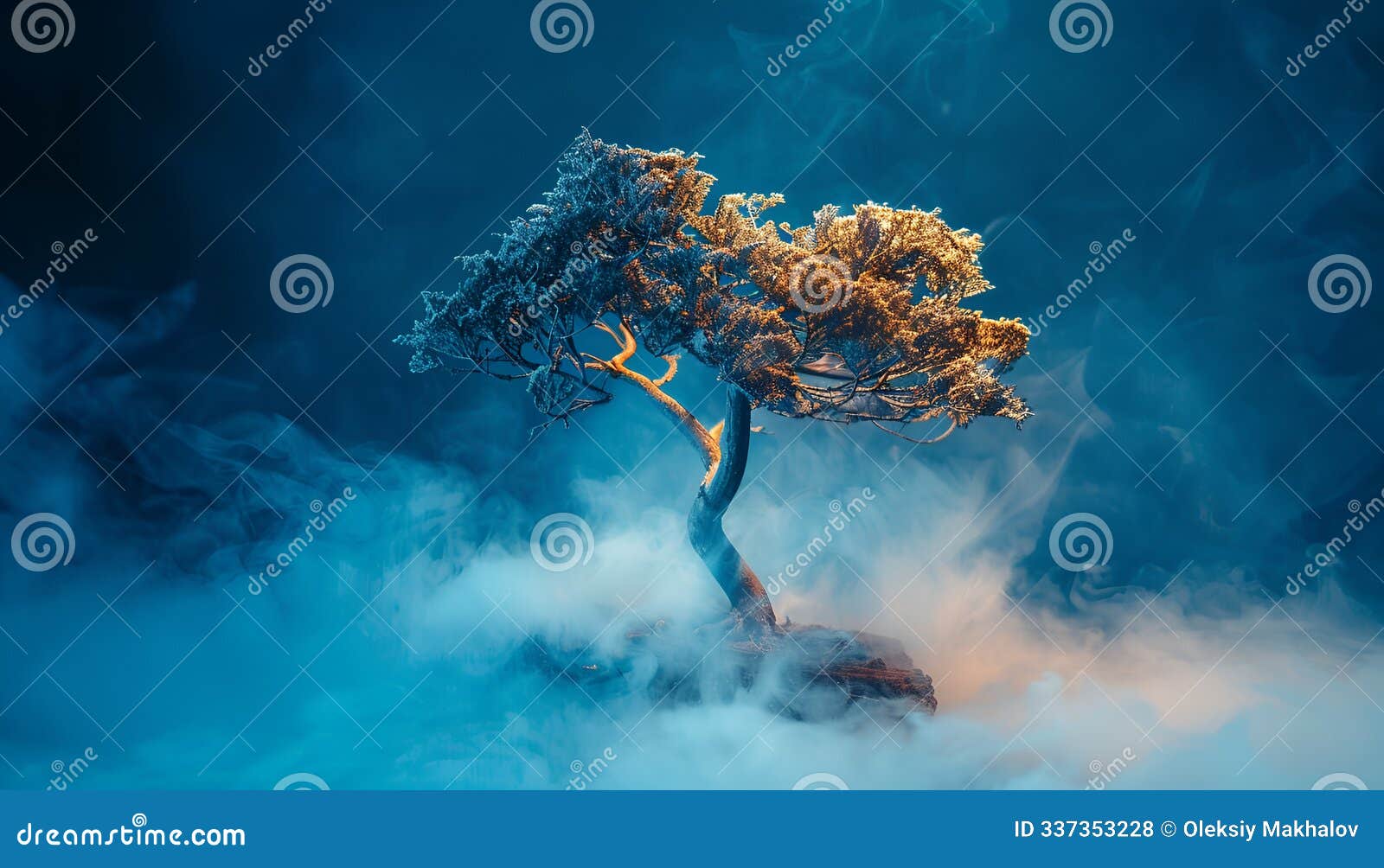 Lebanon Cedar Tree Standing in Cloud of Smoke Stock Illustration ...