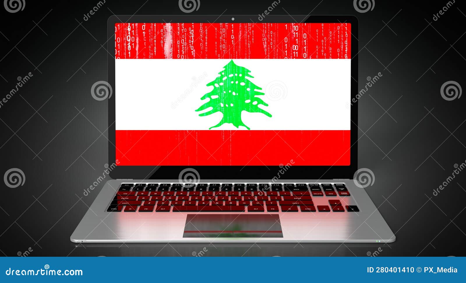 Lebanon - Country Flag and Binary Code on Laptop Screen Stock ...
