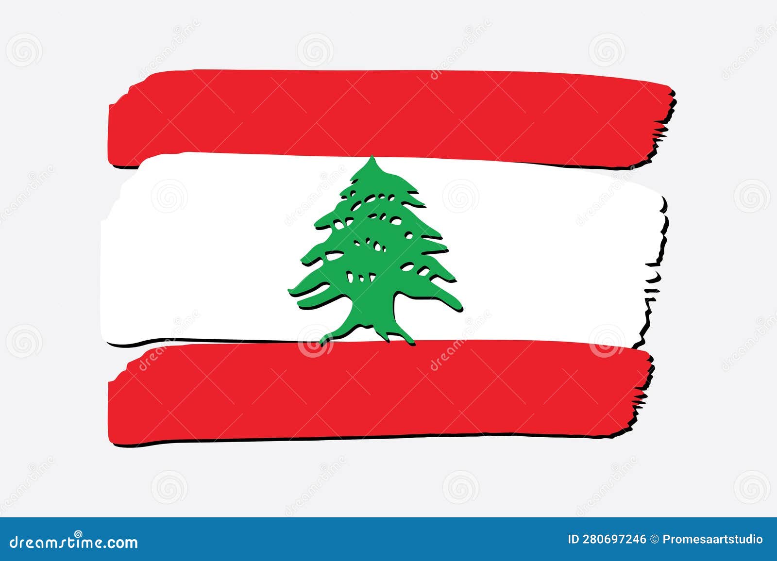 Lebanon Map Hand Drawn Sketch. Vector Concept Illustration Flag ...