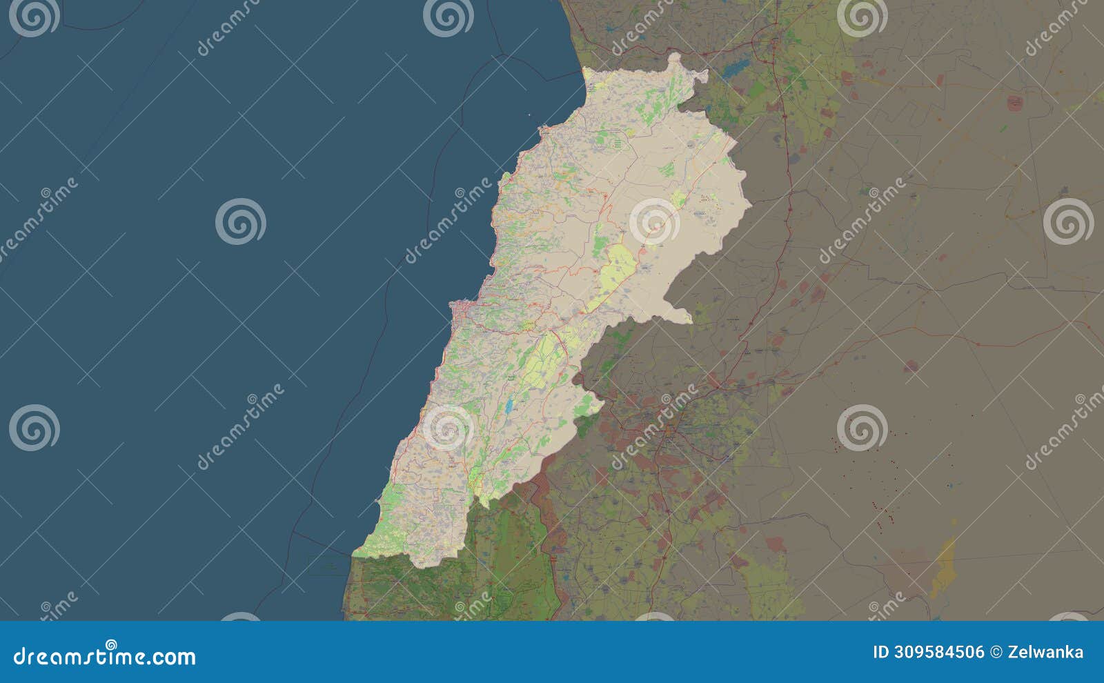 Lebanon Highlighted. Topo Standard Stock Illustration - Illustration of ...