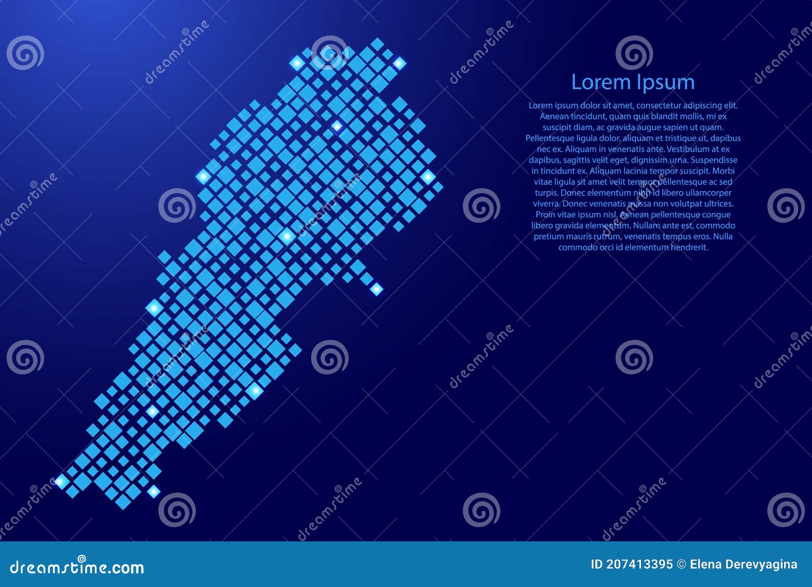 Lebanon Map from Blue Pattern Rhombuses of Different Sizes and Glowing ...