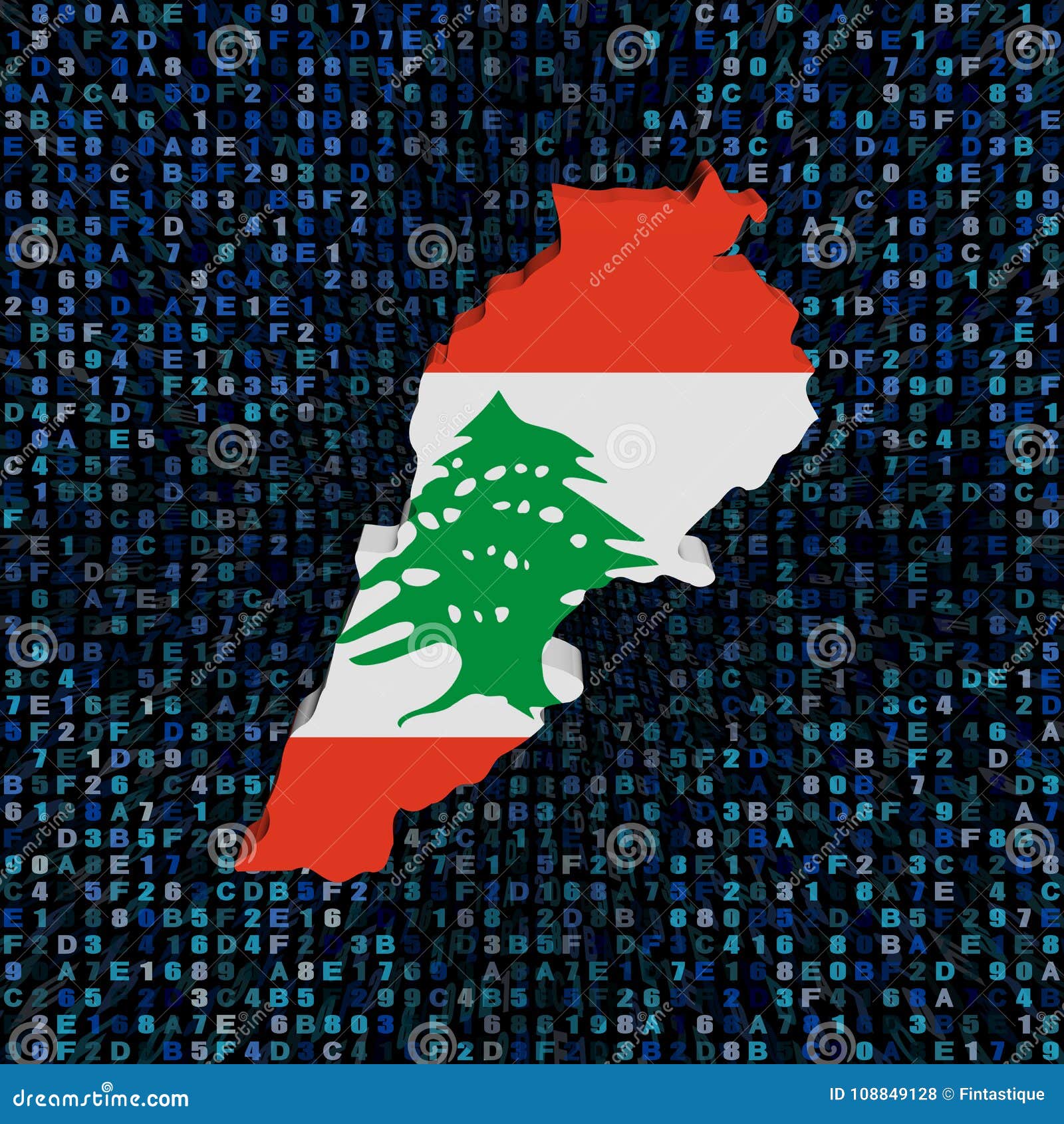 Lebanon Map Flag on Hex Code Illustration Stock Illustration ...