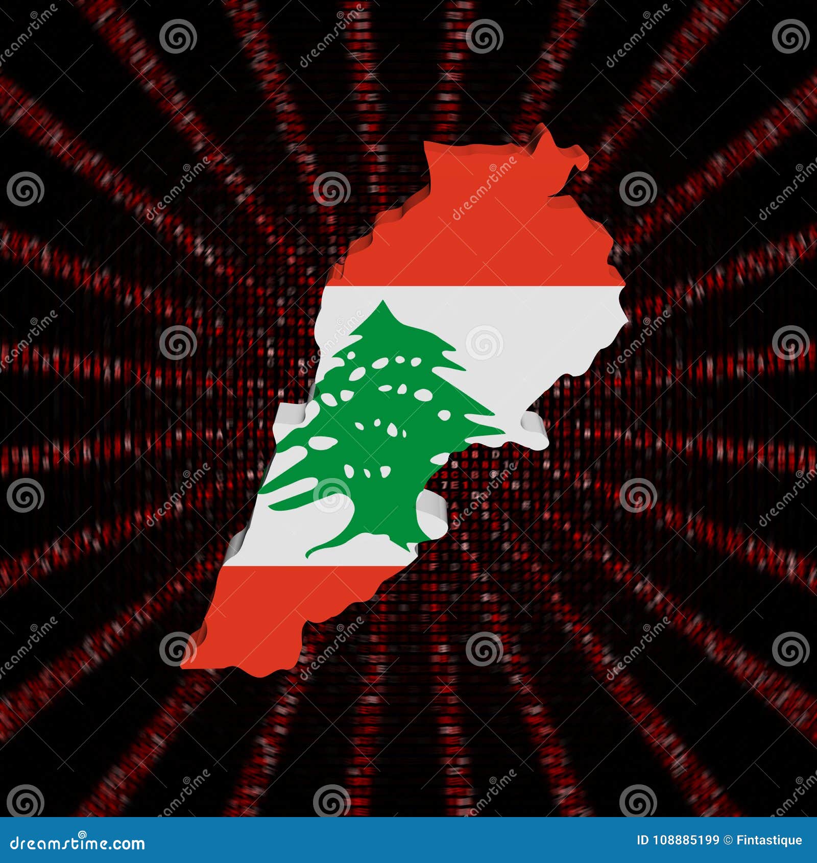 Lebanon Map Flag on Red Hex Code Burst Illustration Stock Illustration ...
