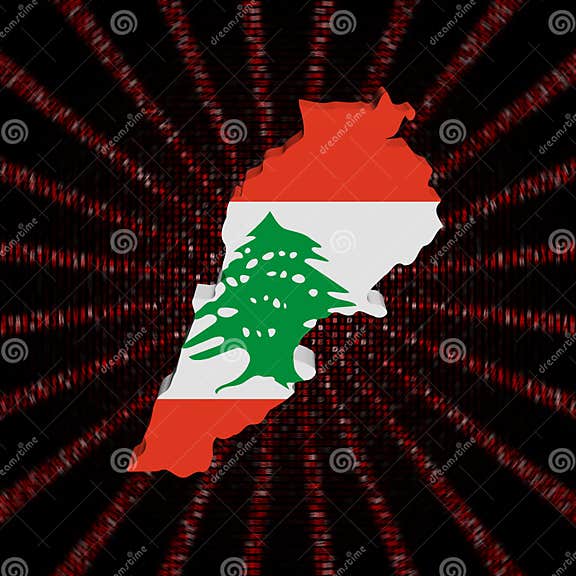 Lebanon Map Flag on Red Hex Code Burst Illustration Stock Illustration ...