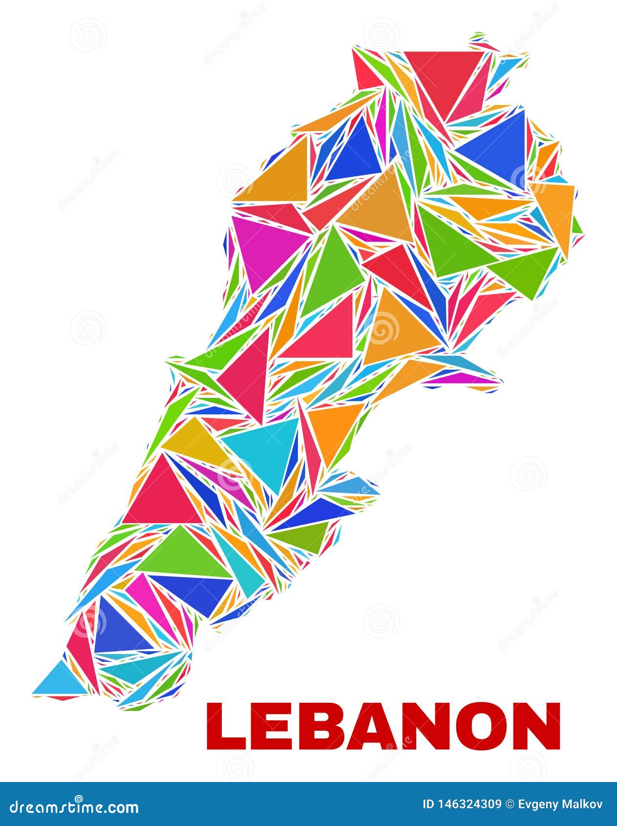 Lebanon Map - Mosaic of Color Triangles Stock Vector - Illustration of ...