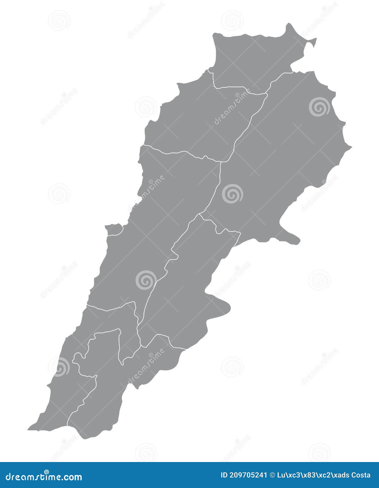 Lebanon provinces map stock vector. Illustration of geography - 209705241
