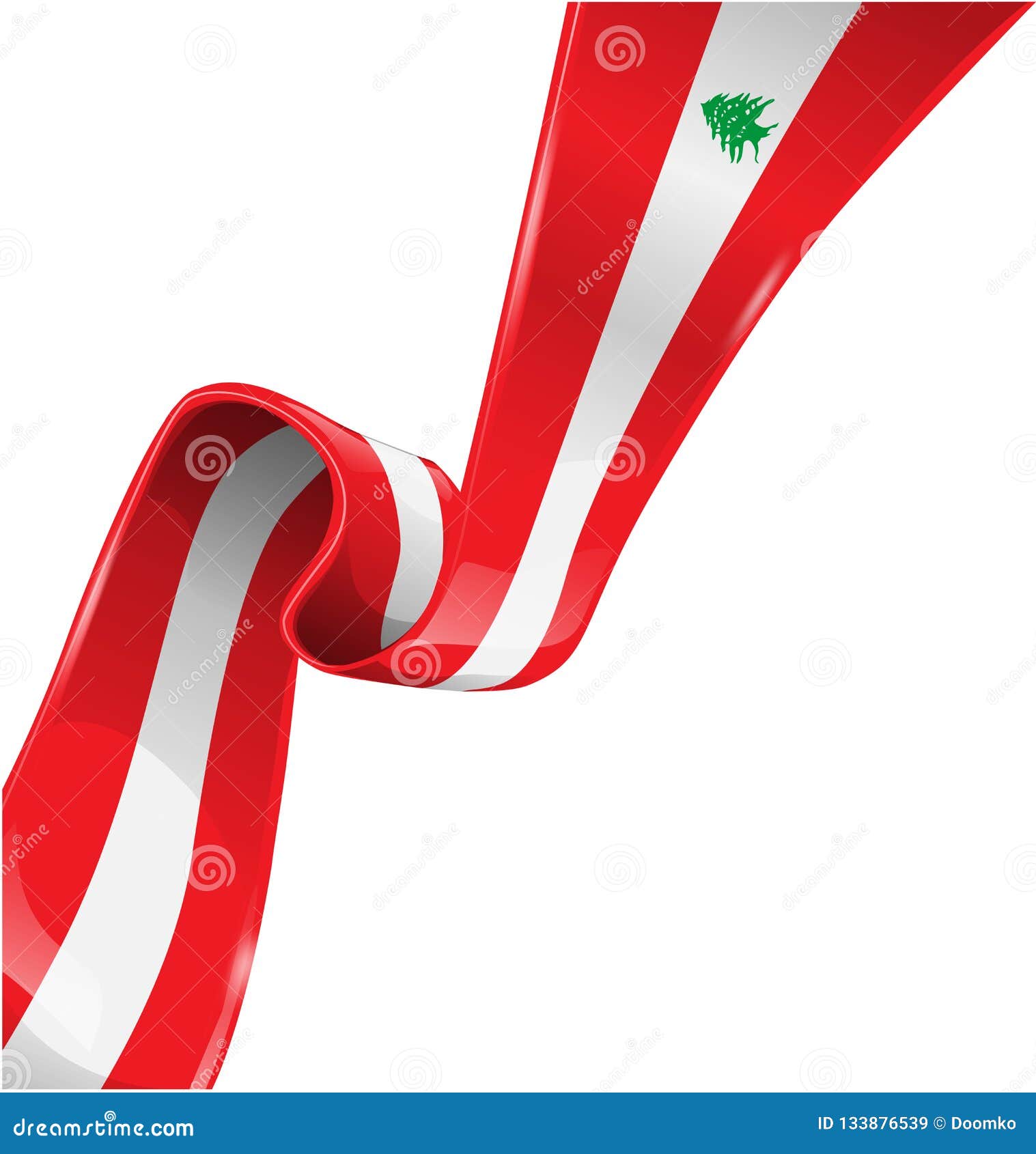 Lebanon Ribbon Flag on White Background Stock Vector - Illustration of ...