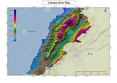 Lebanon River Map and Elevations Stock Illustration - Illustration of ...