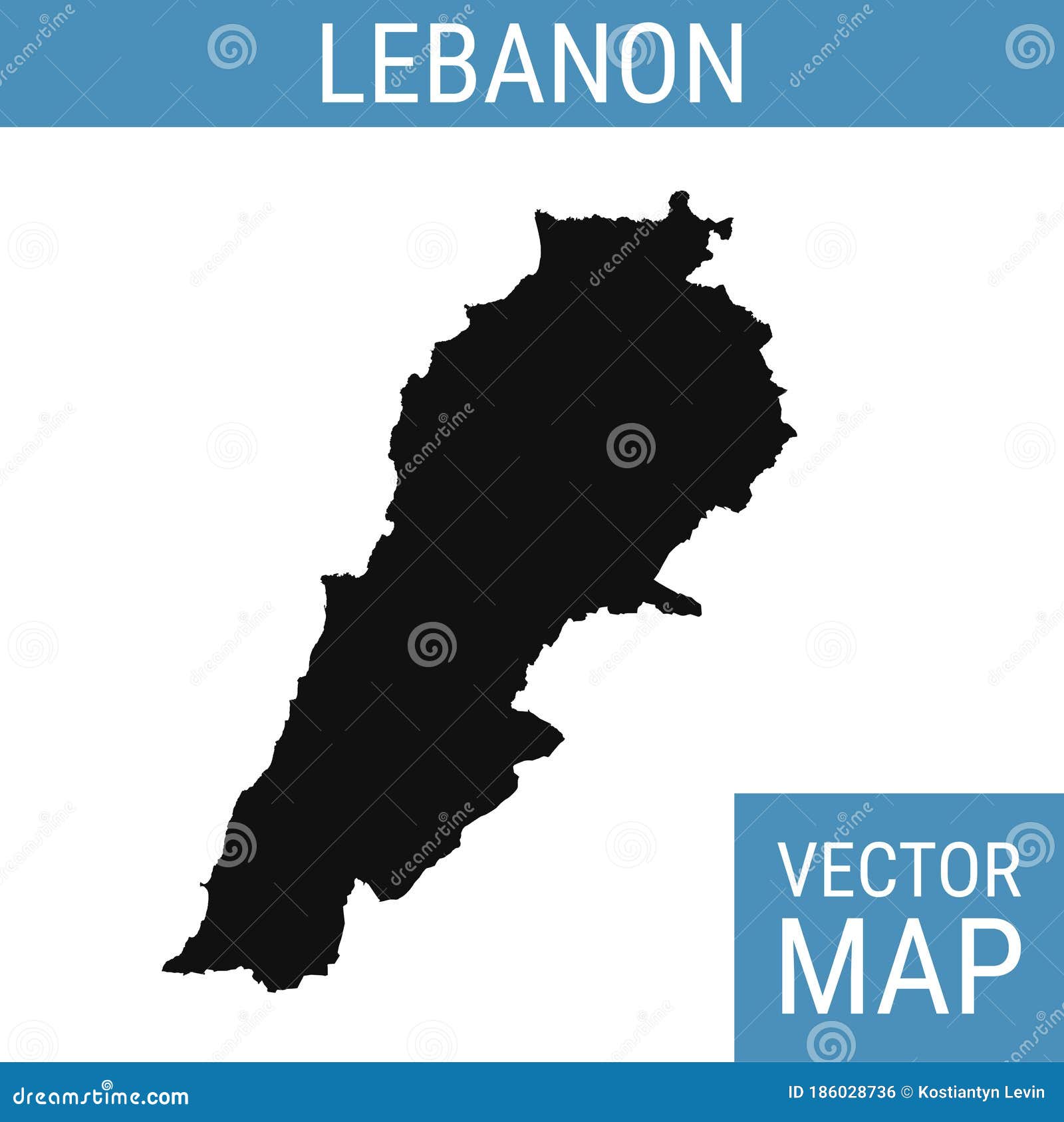 Lebanon Vector Map with Title Stock Vector - Illustration of geography ...