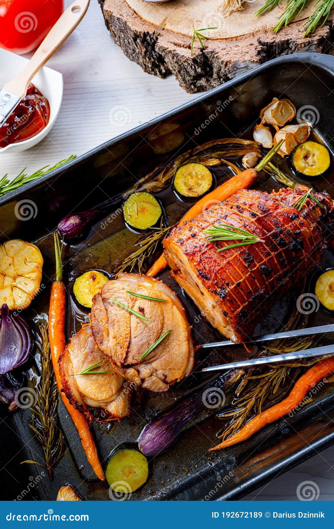 Lecere Roll Roast with Vegetables and Herbs Stock Image - Image of ...