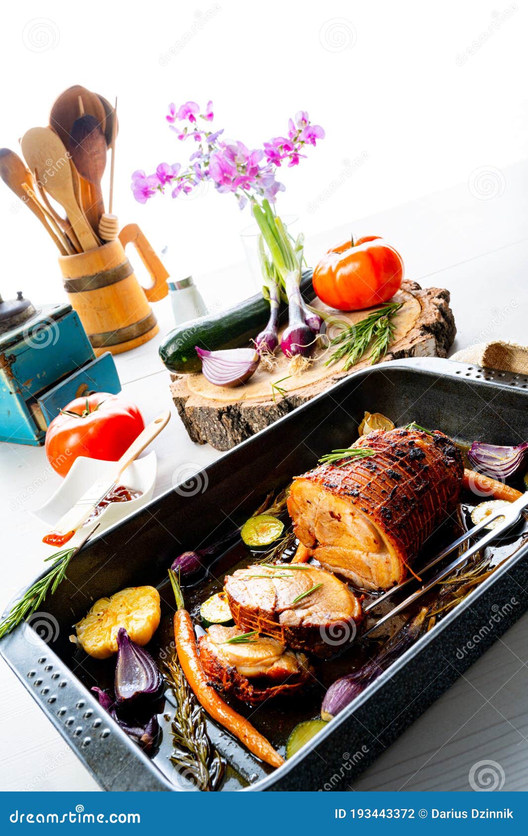 Lecere Roll Roast with Vegetables and Herbs Stock Photo - Image of ...