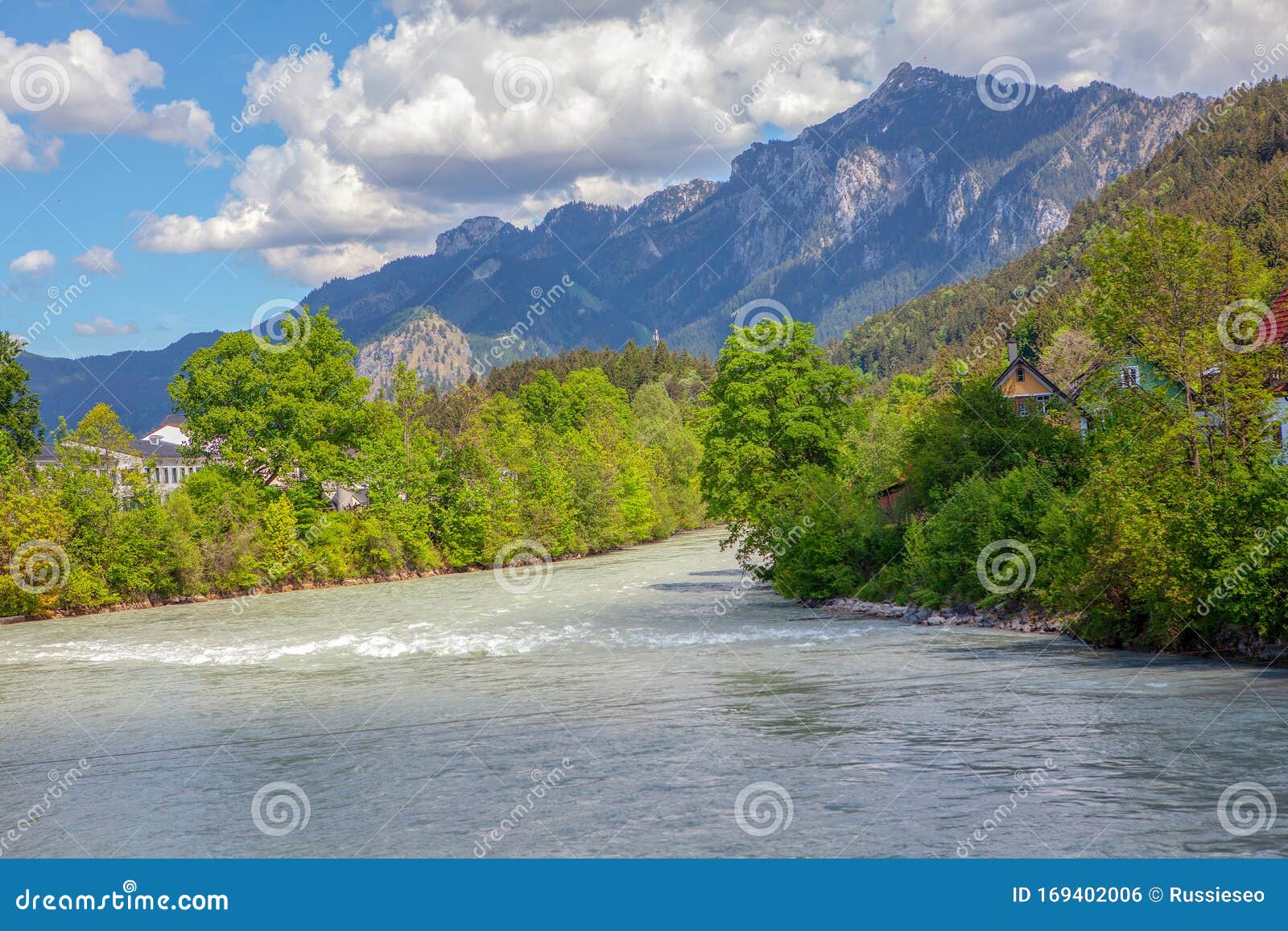Lech river and Alps stock photo. Image of clouds, panoramic - 169402006