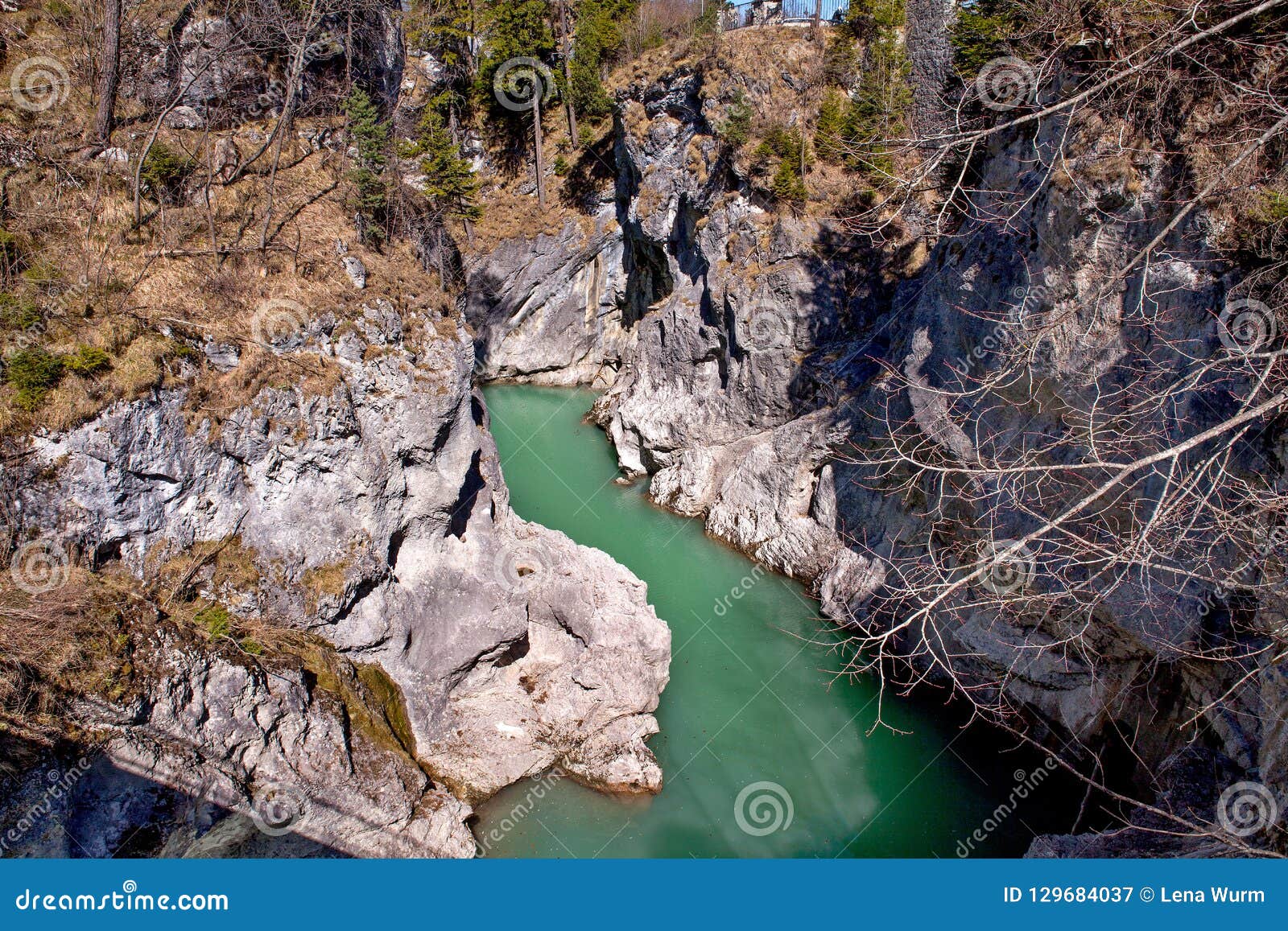 Lech River in Bavarian Alps, Germany Stock Image - Image of forest ...