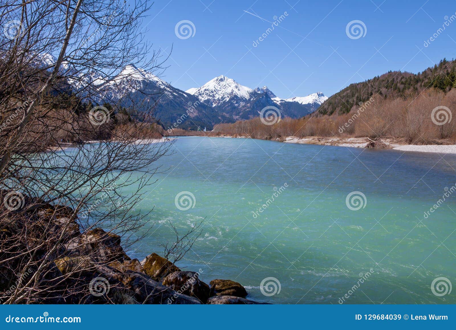 Lech River in Bavarian Alps, Germany Stock Image - Image of europe ...