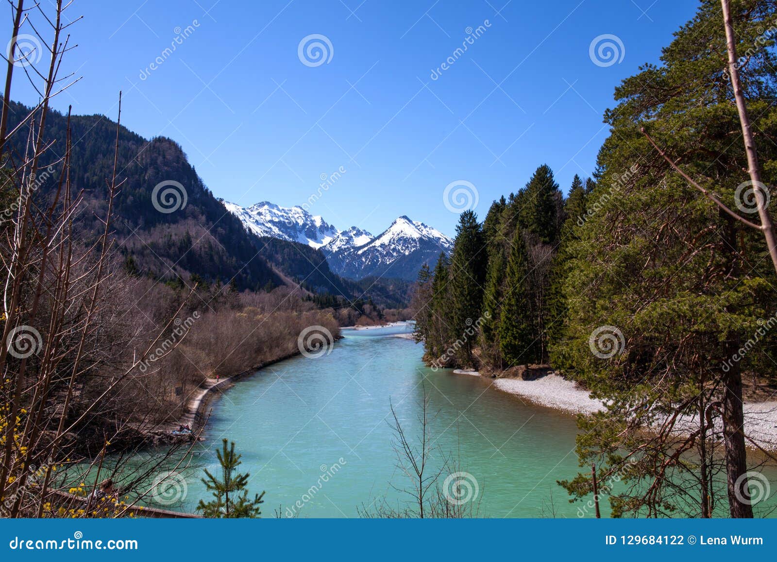 Lech River in Bavarian Alps, Germany Stock Photo - Image of countryside ...