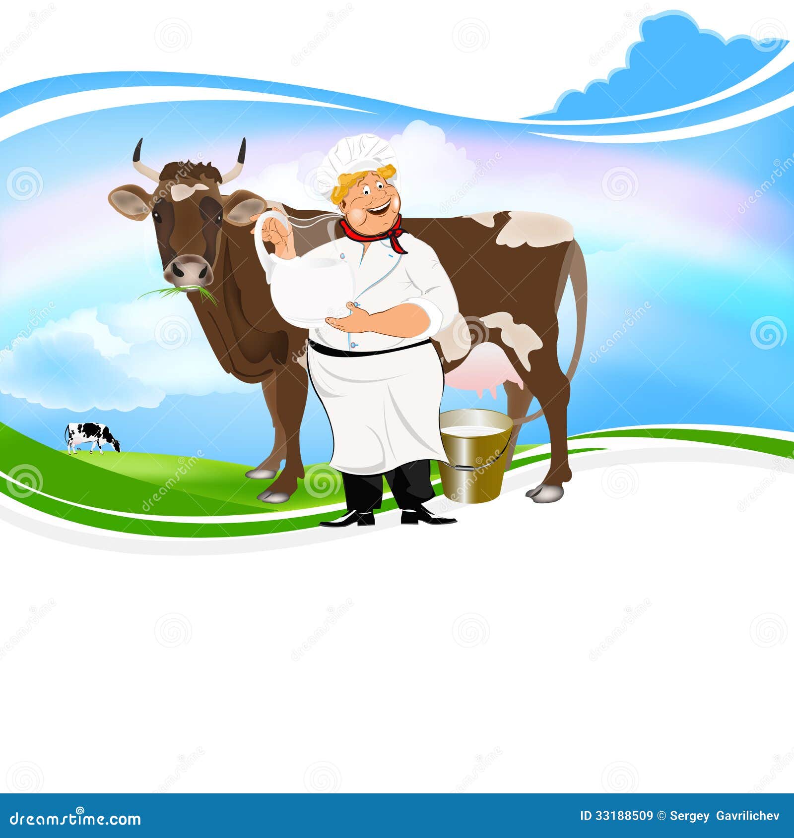 Lechero feliz ilustración del vector. Ilustración de hierba - 33188509