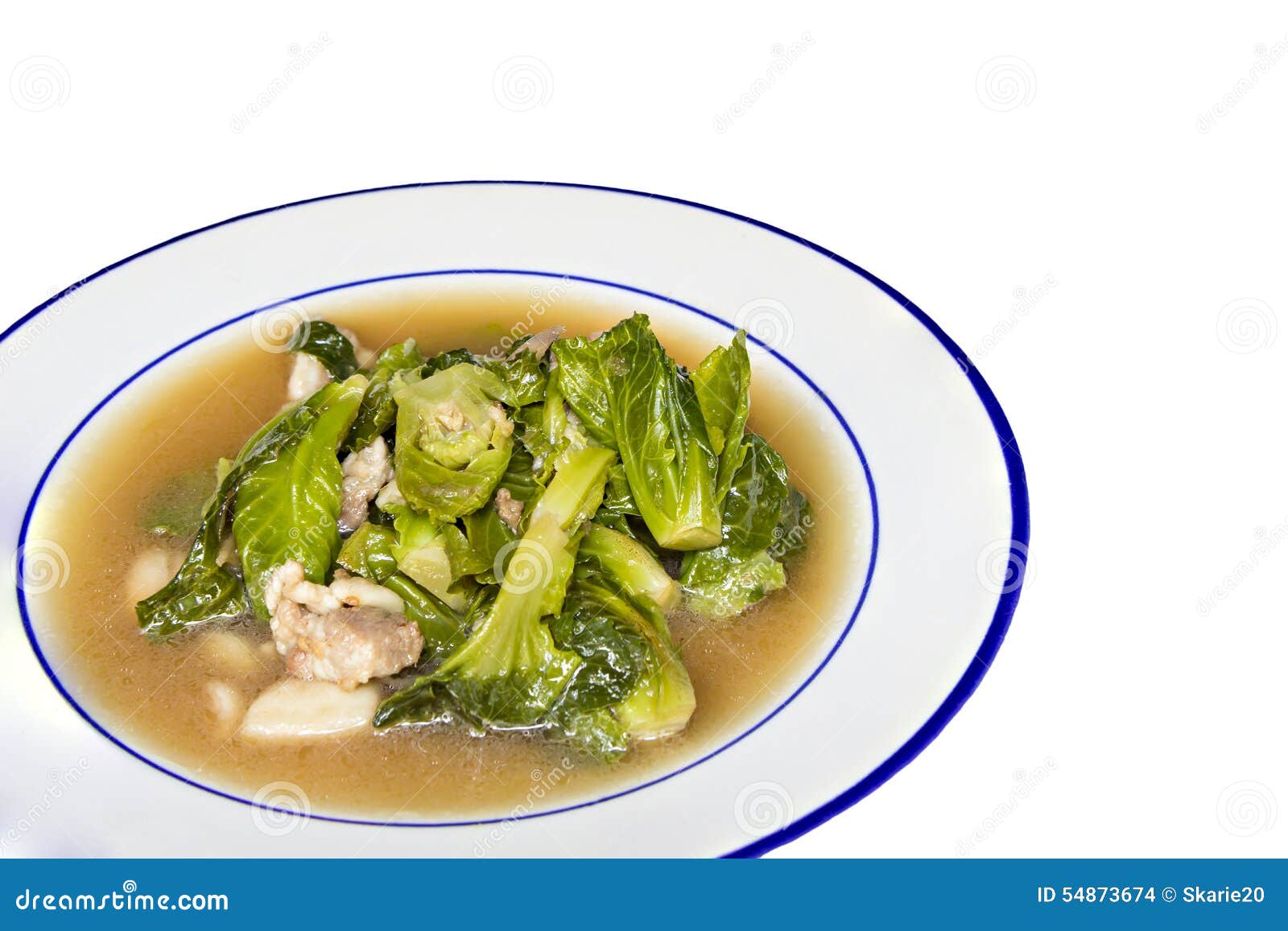 Lechuga frita con cerdo foto de archivo. Imagen de plato - 54873674