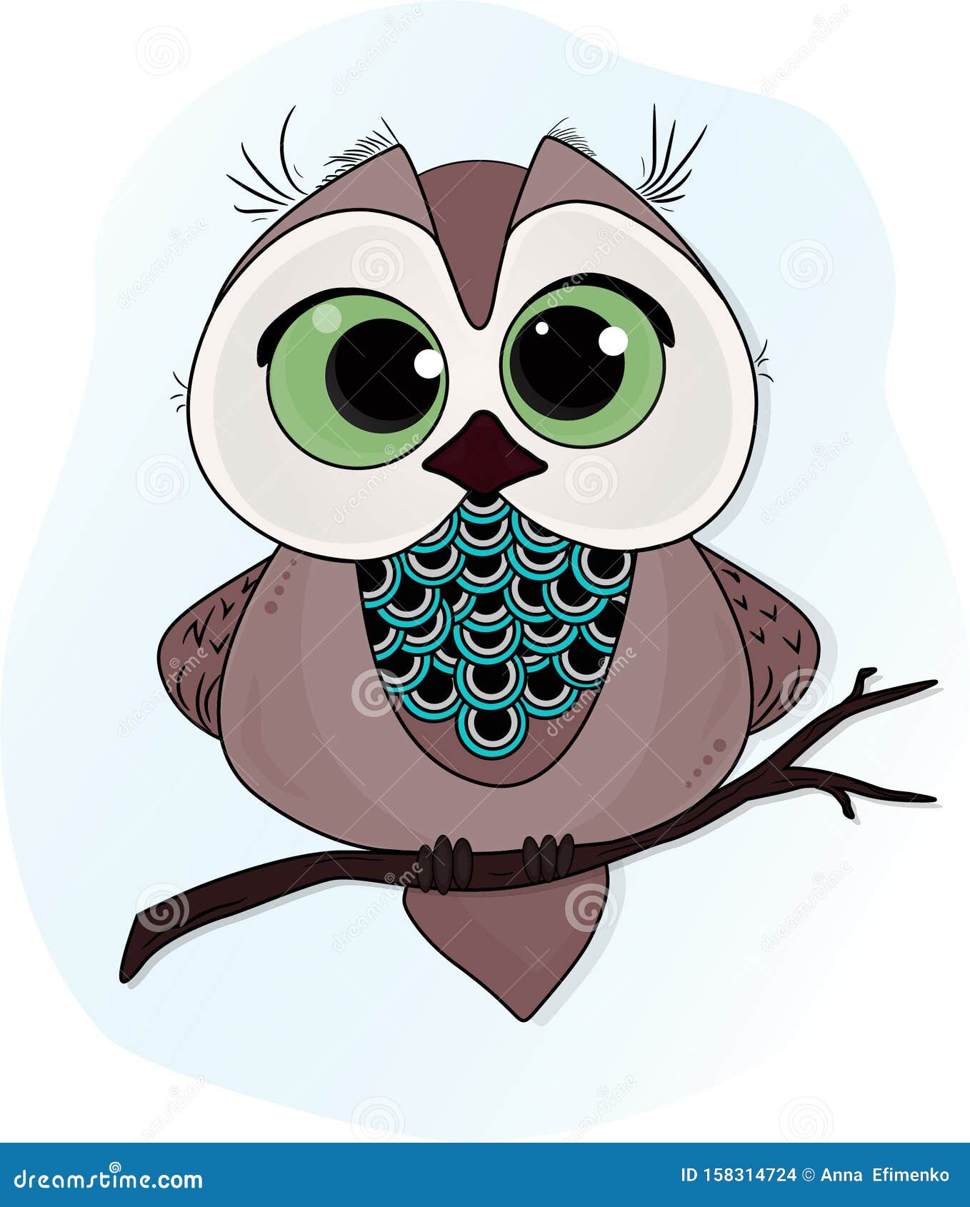 Lechuza En Un Vector De Rama Ilustración del Vector - Ilustración de ...