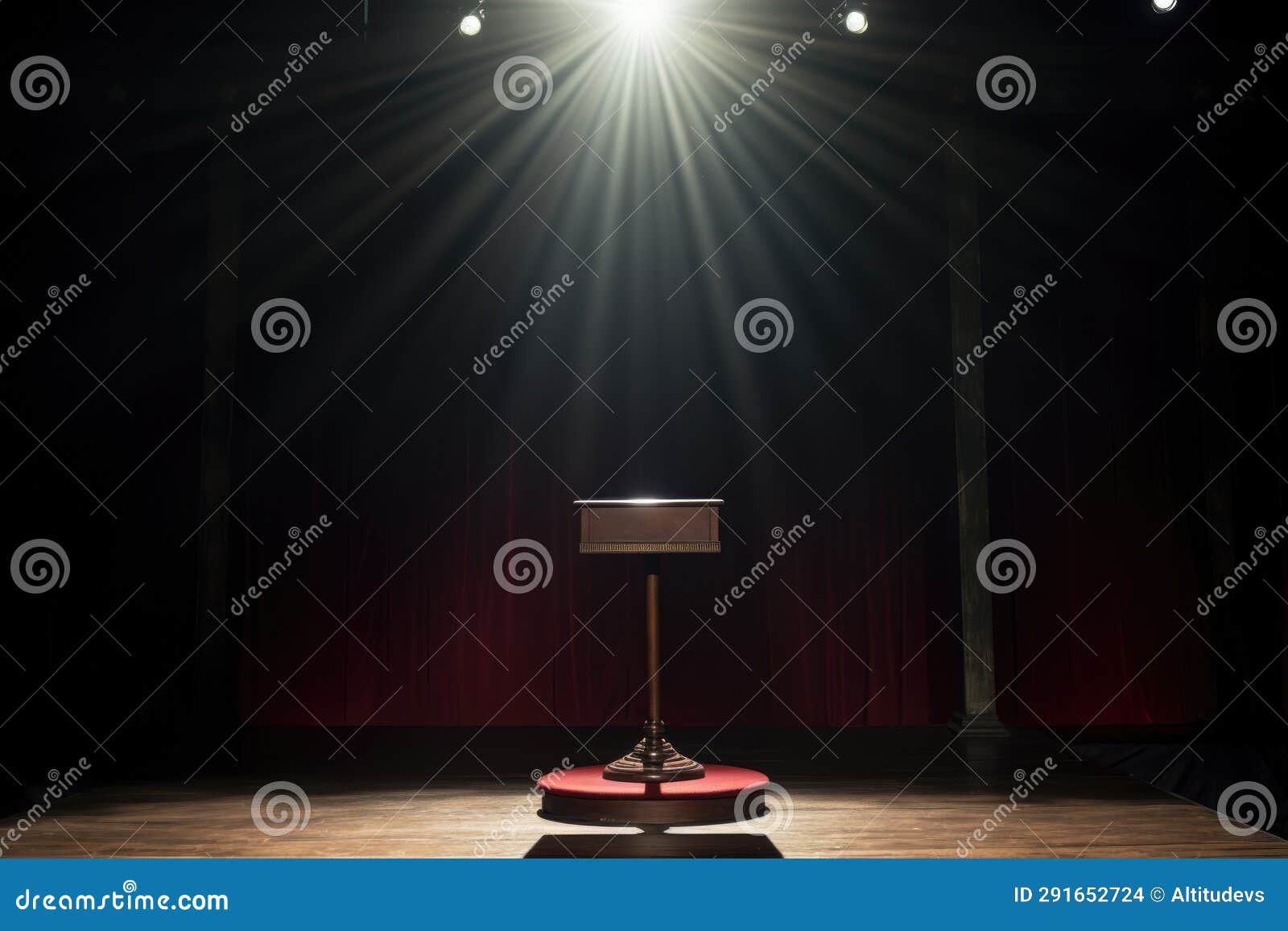 A Lectern on an Empty Stage Under Spotlight Stock Photo - Image of ...