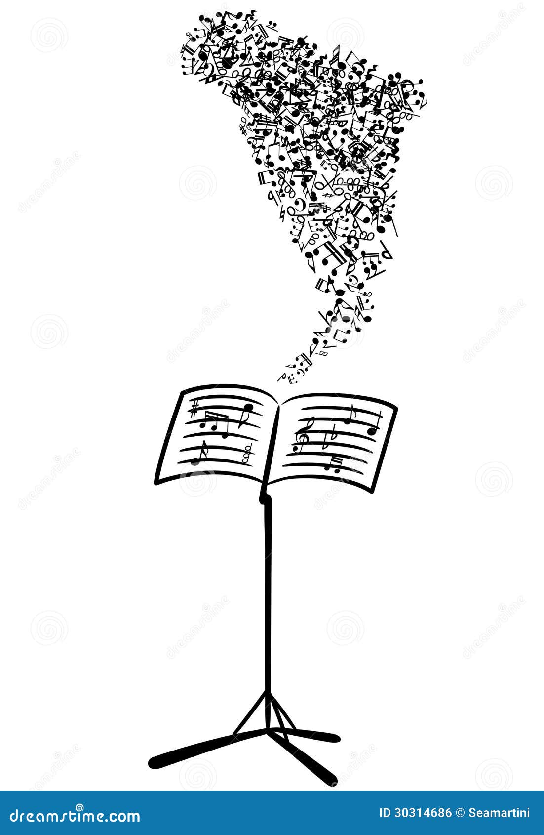 Lectern with Flying Musical Notes Stock Vector - Illustration of ...