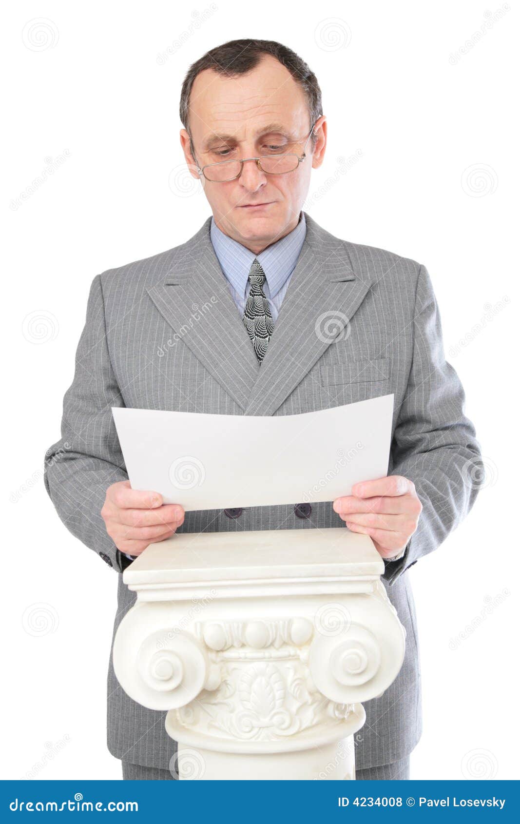 Lector at ancient column stock photo. Image of isolated - 4234008