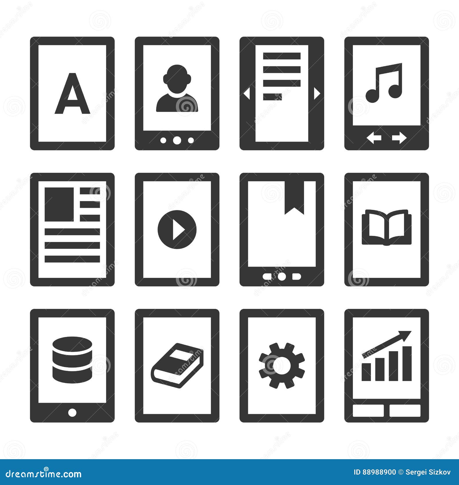 Lector Icons Set De Digitaces EBook Vector Ilustración del Vector ...